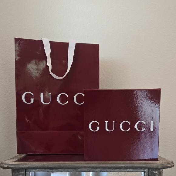 Gucci | Accessories | Gucci Deep Red Shopping Bag And Box Set | Poshmark
